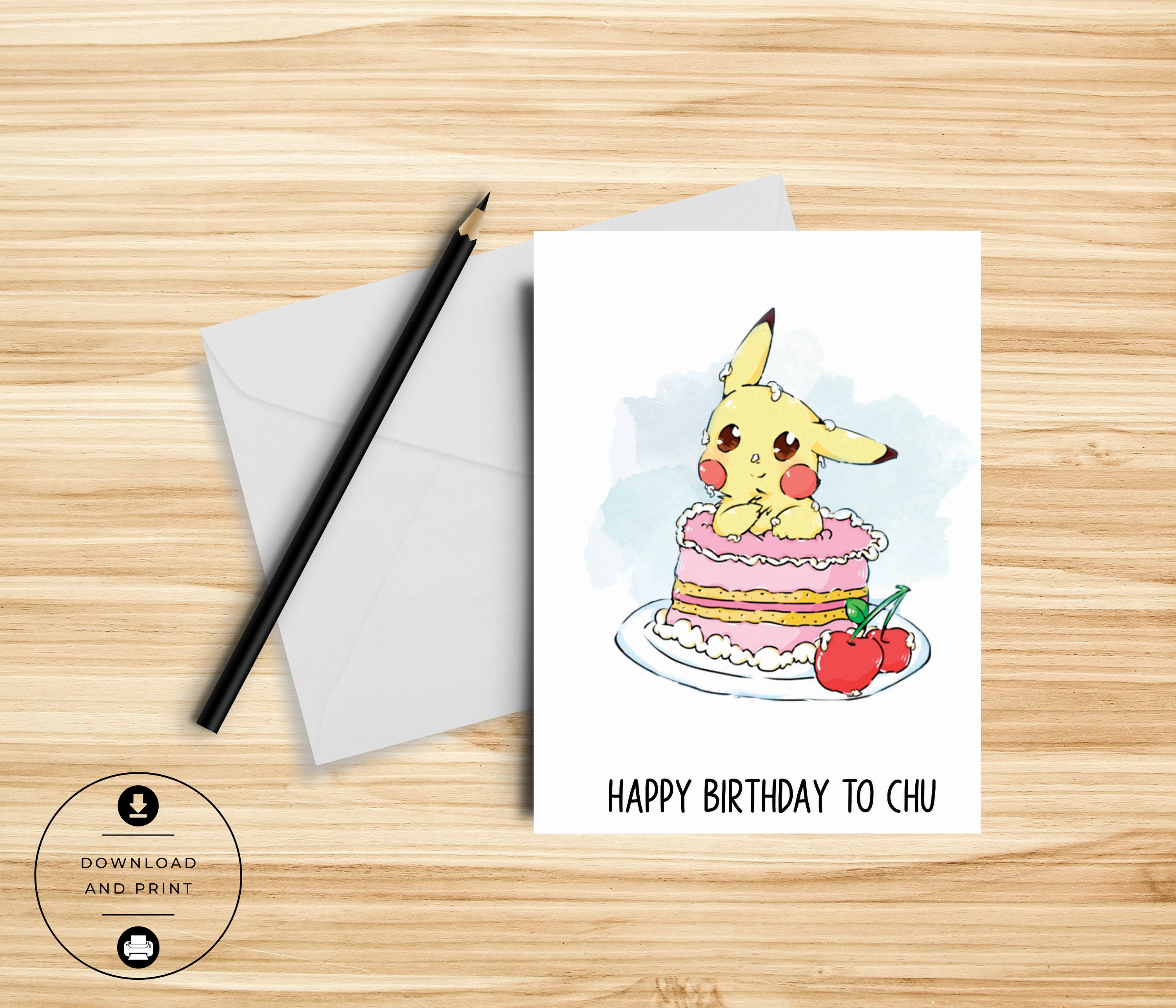 Pikachu Birthday Card Cute Card Funny Nerdy Punny Video Game Card Gamer ...