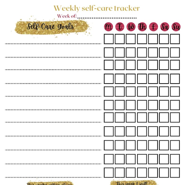 Self Care Chart - Etsy