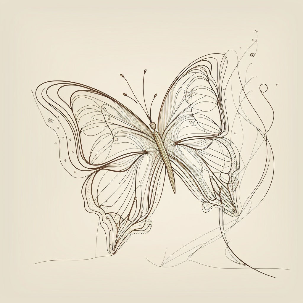 One Line Art Design, Butterfly - Etsy