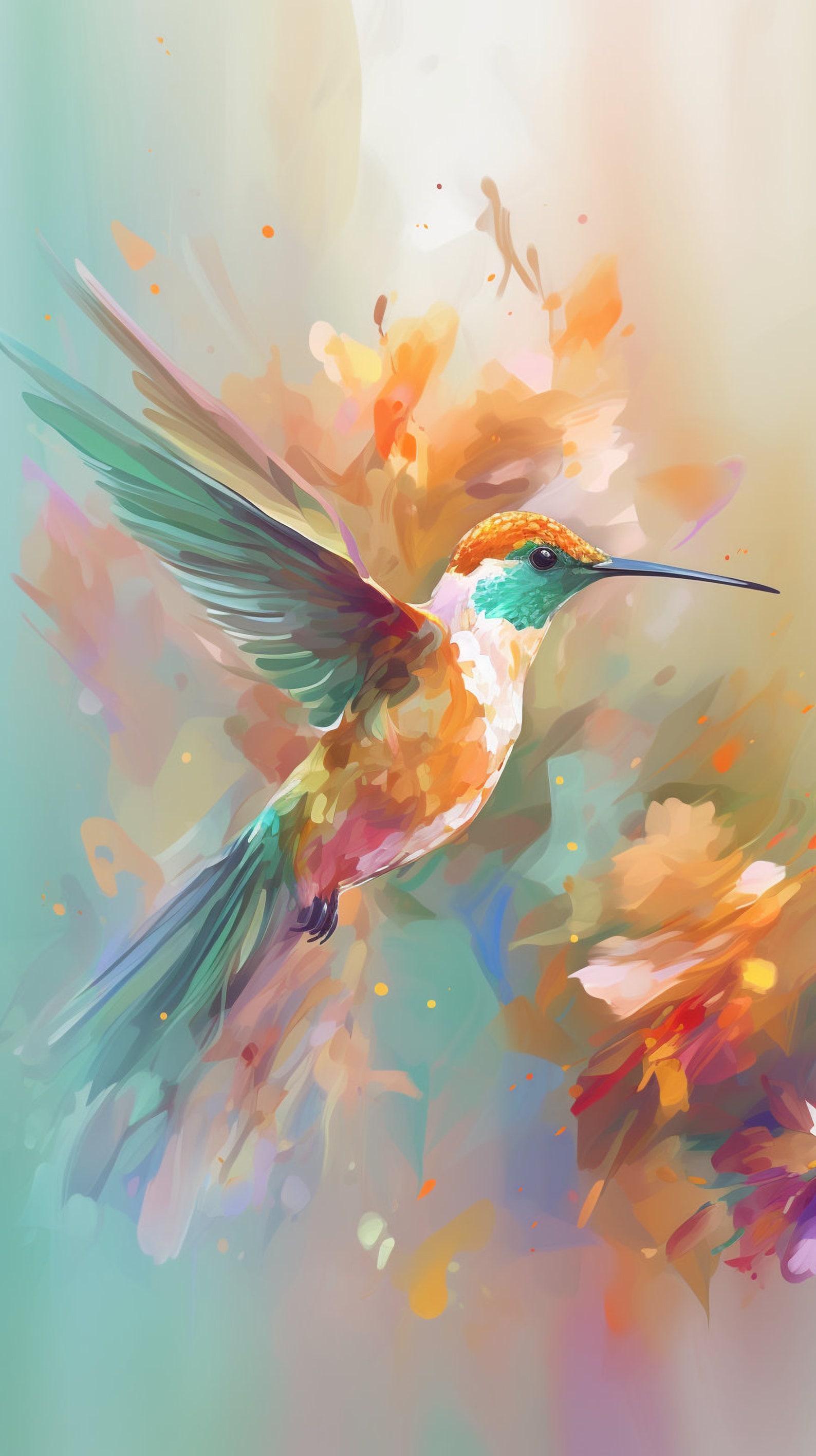 Hummingbird, Pastel Colours, Abstract Art - Etsy