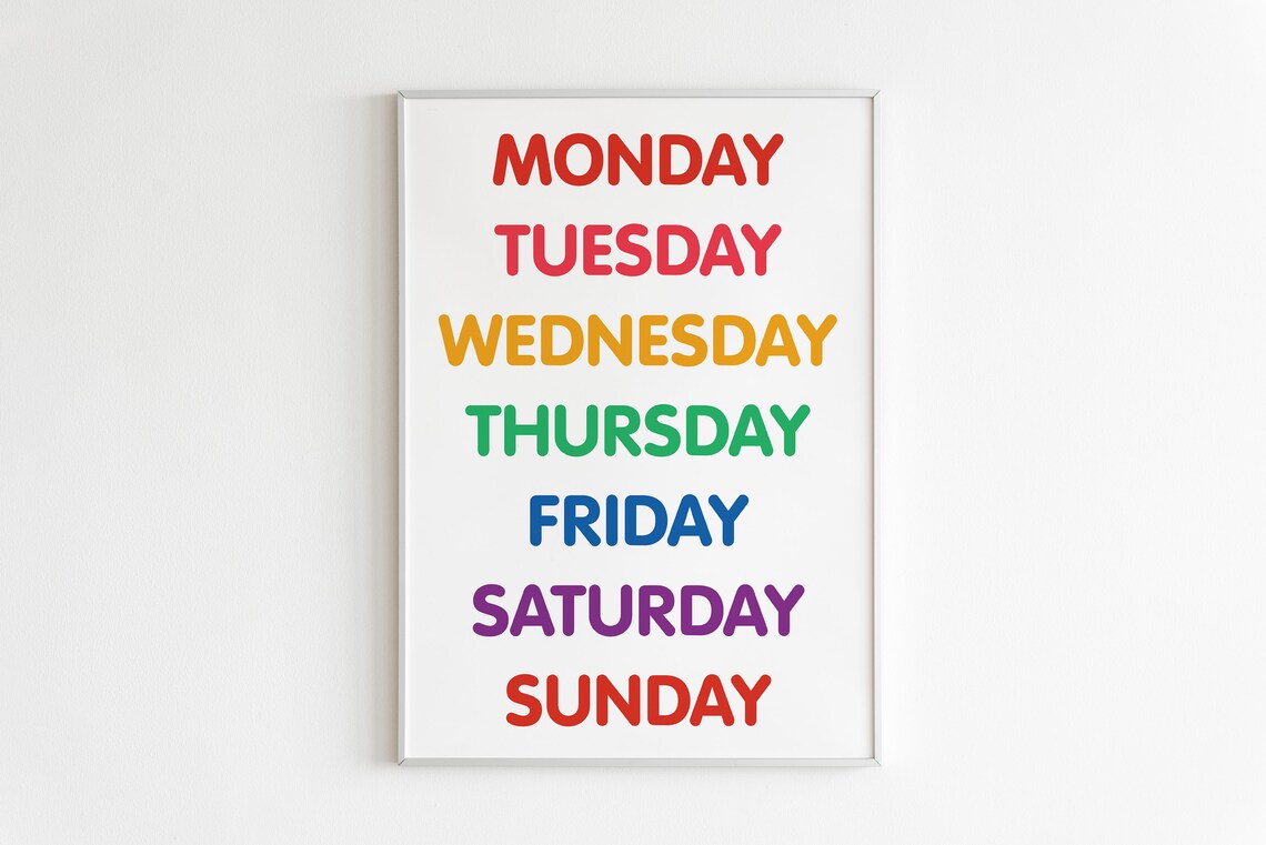 Educational Days of the Week Poster, Days of the Week Poster, Printable ...