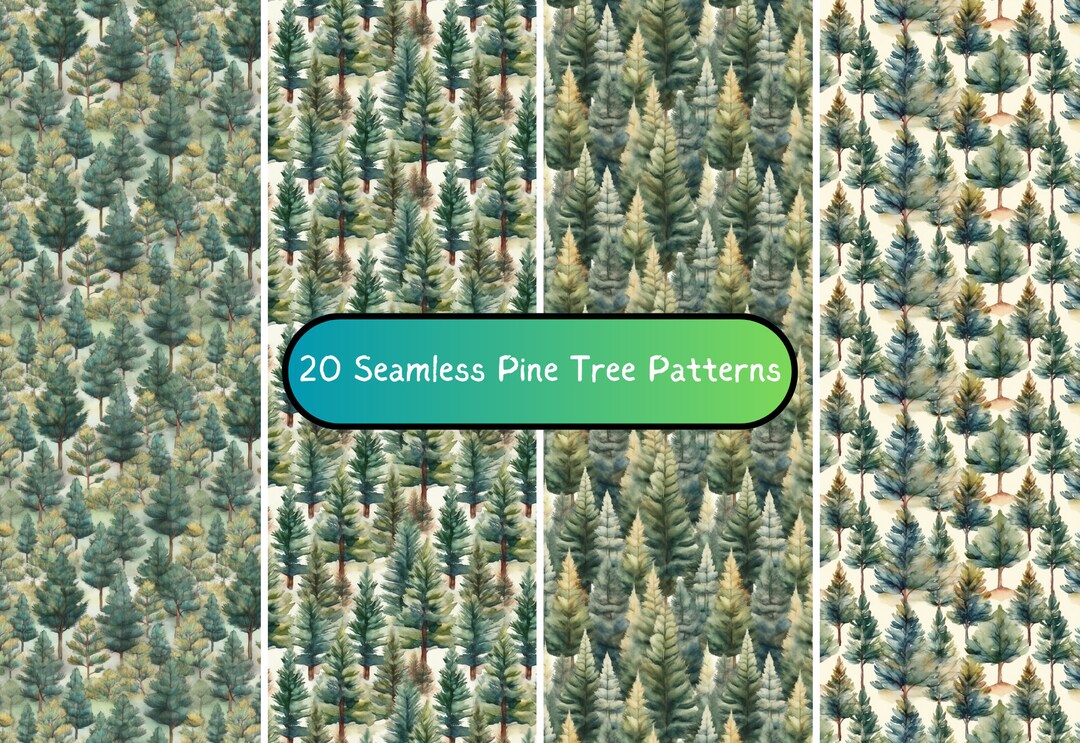 20 Beautiful Watercolor Pine Tree Patterns. Seamless Watercolor PNG ...
