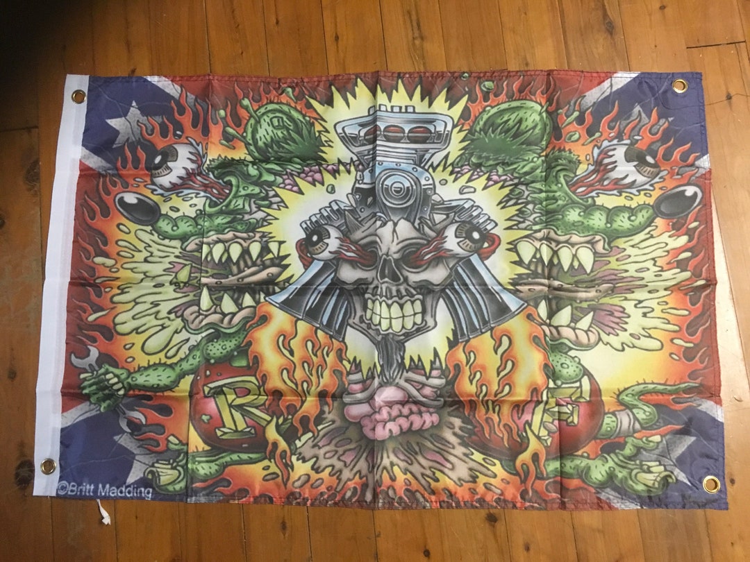 Aus Seller 5x3 Foot Collectable TRIUMPH Memorabilia Rat Fink Motorcycle ...