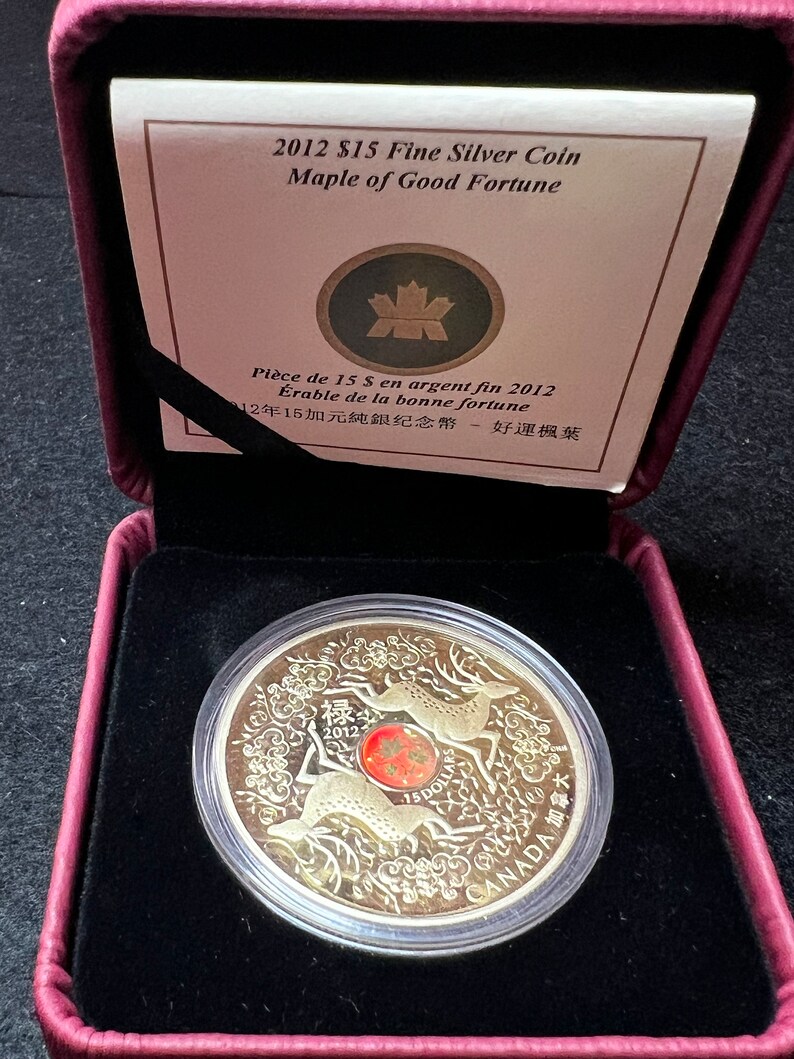 1 Oz 9999 Fine Silver Collectible Coin, 2012 Maple of Good Fortune Fine ...