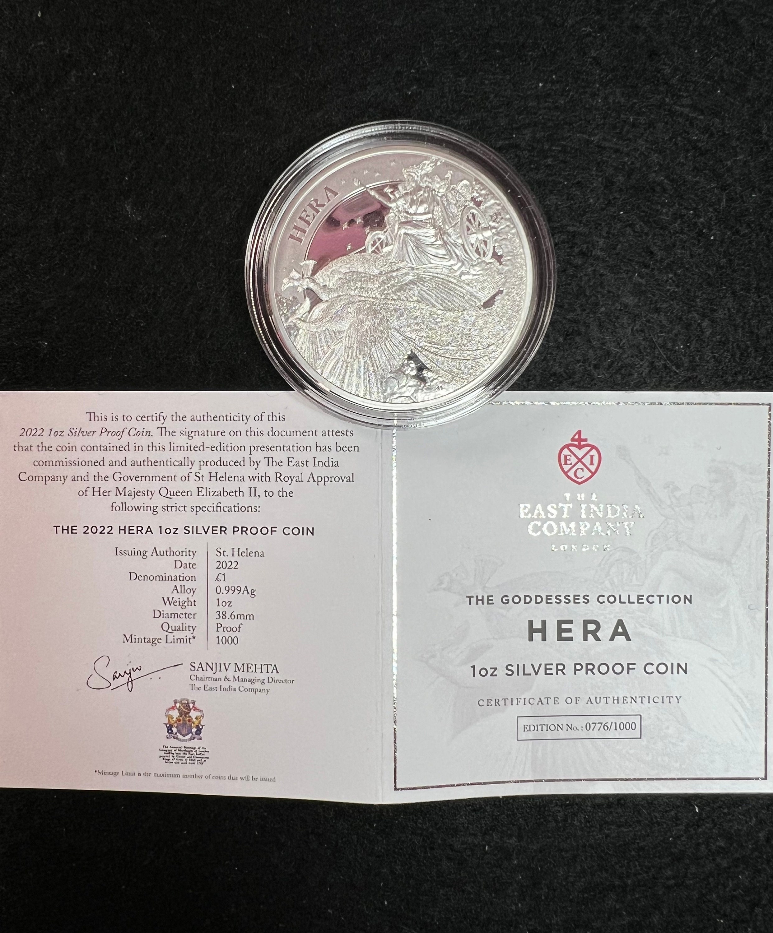 The 2022 Hera Proof Silver Coin, the Goddesses Collection Hera ...
