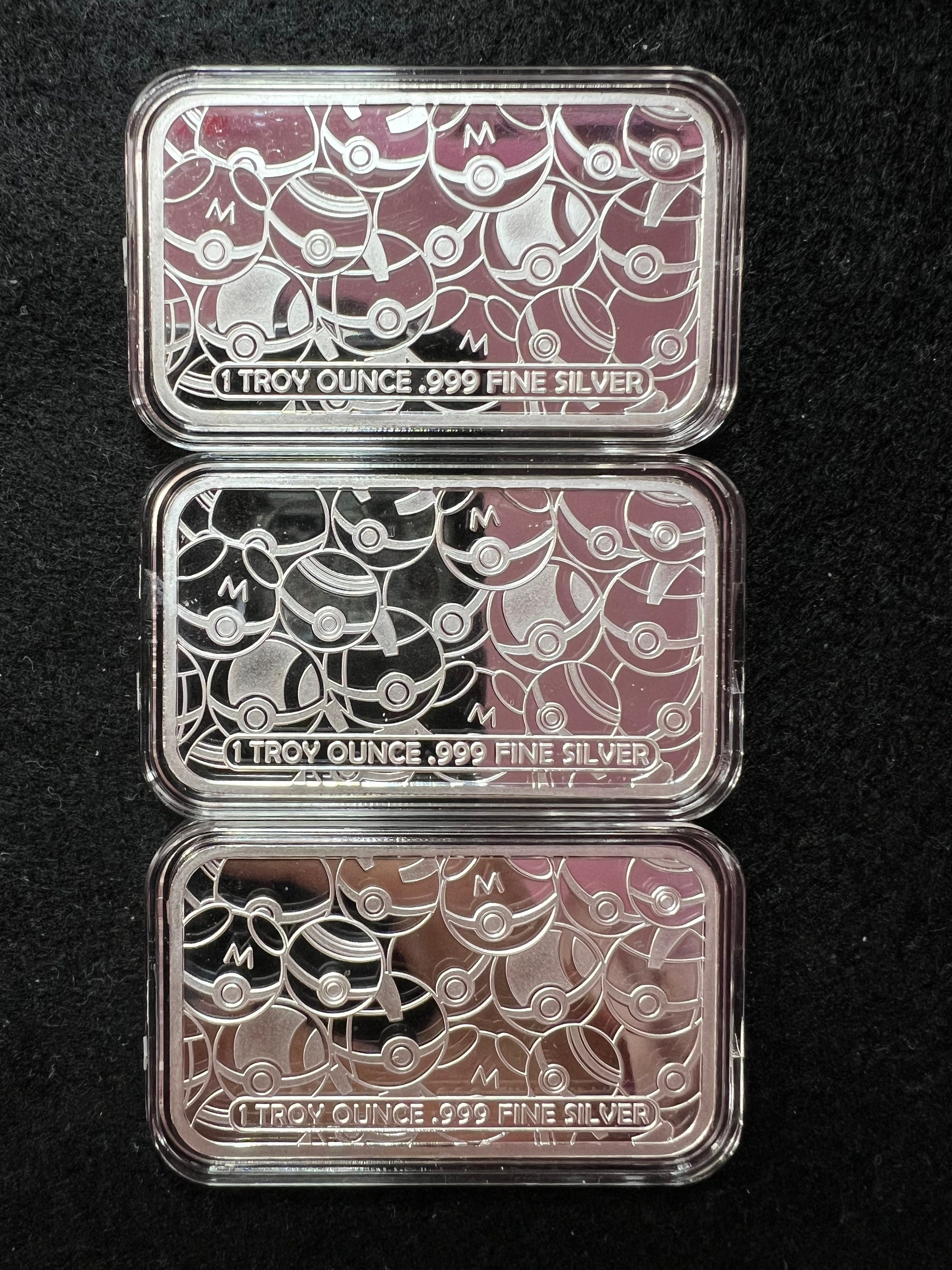 Pokemon Pure Silver Bars. Set 3 X 1 Oz 999 Silver Bars, Pikachu ...