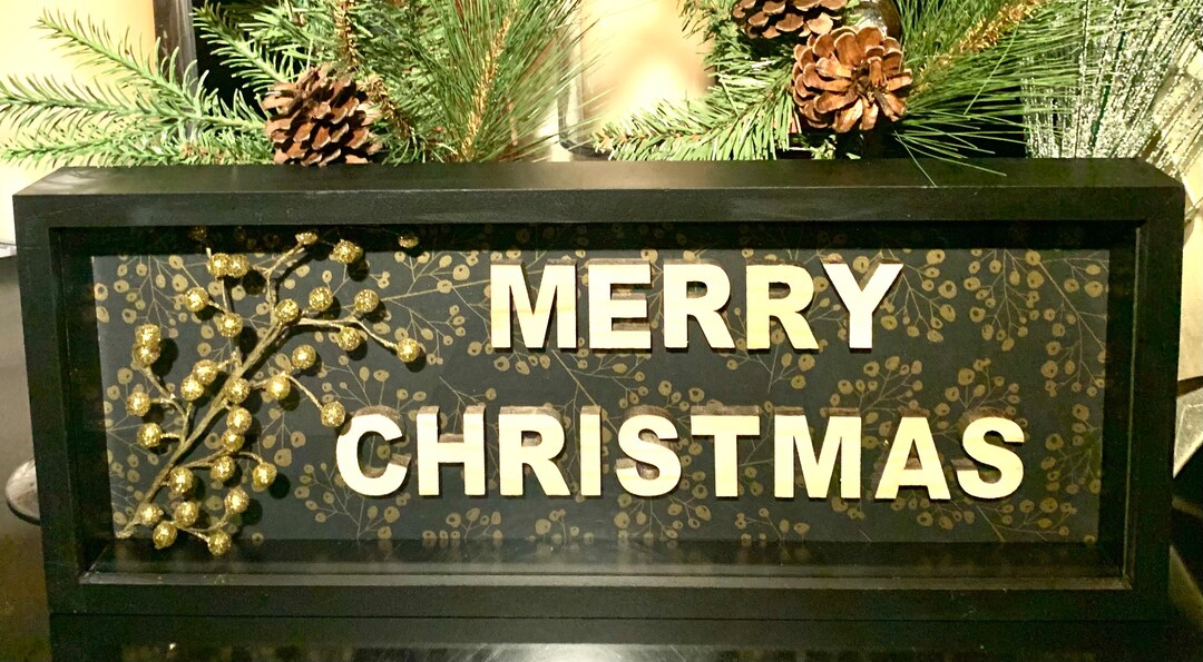 Merry Christmas Sign Shadowbox Decoration for Mantle - Etsy