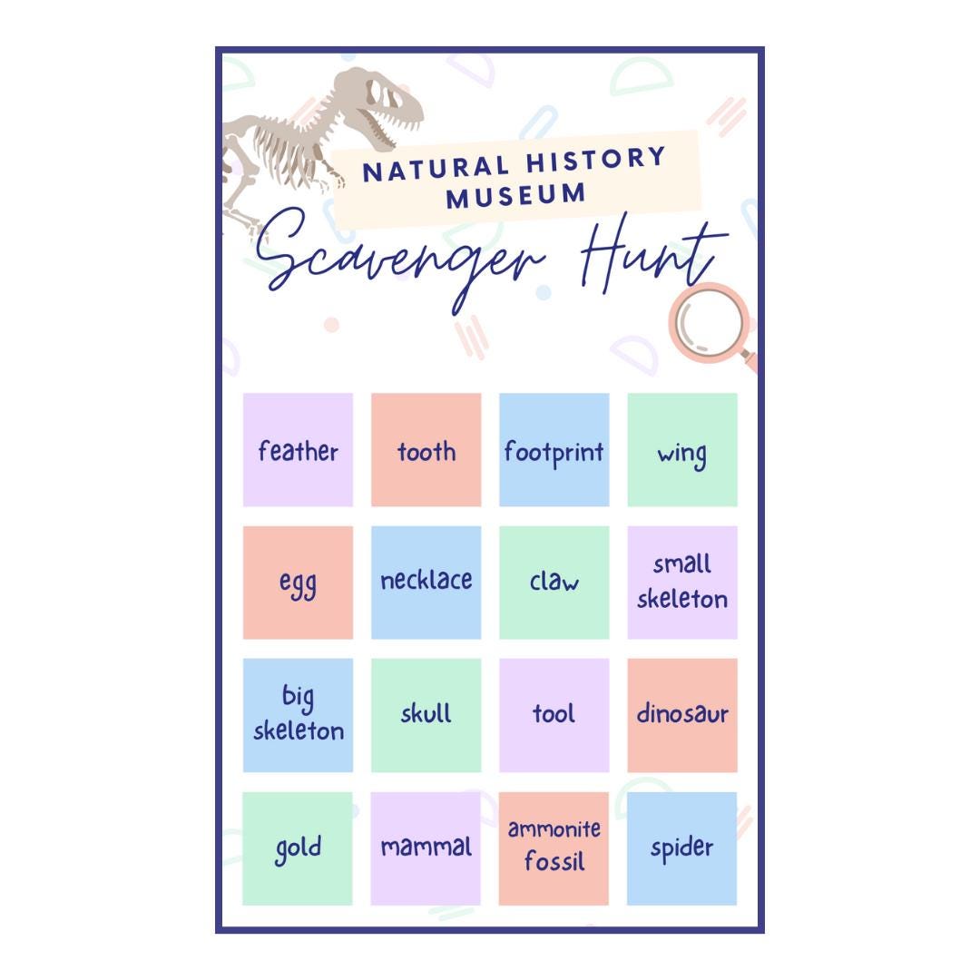 Natural History Museum Scavenger Hunt (generic) - Etsy