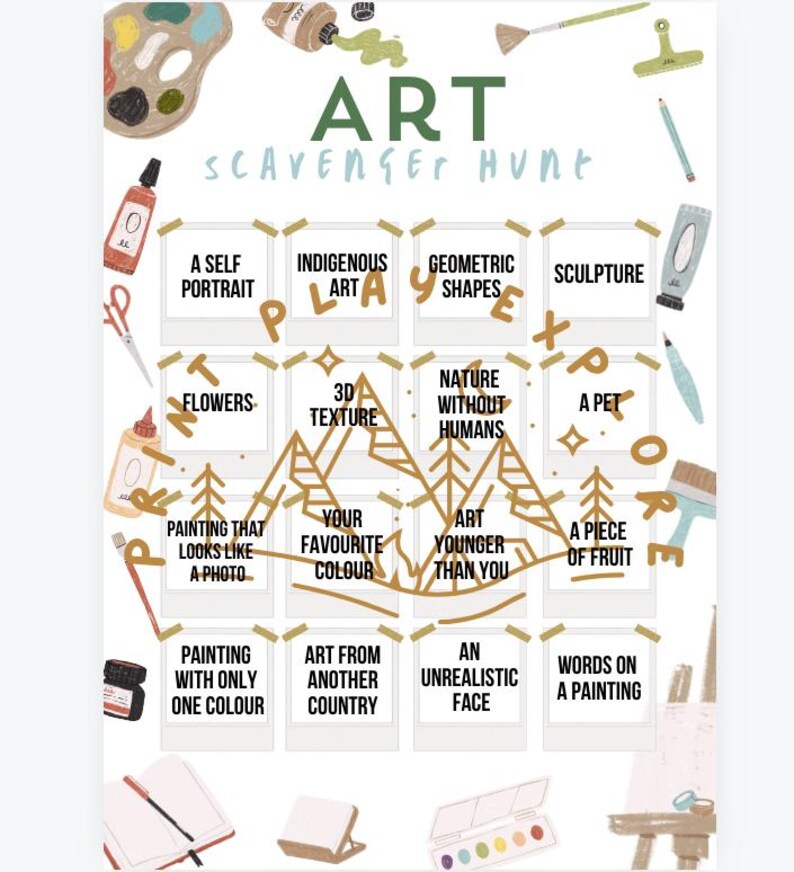 Art Gallery Scavenger Hunt for Kids - Etsy
