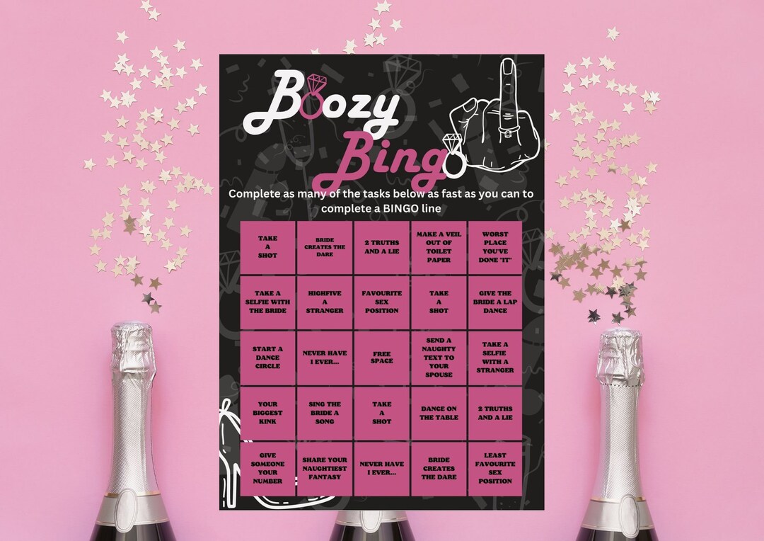 Bachelorette Bingo Game "boozy Bingo" Printable Download - Etsy