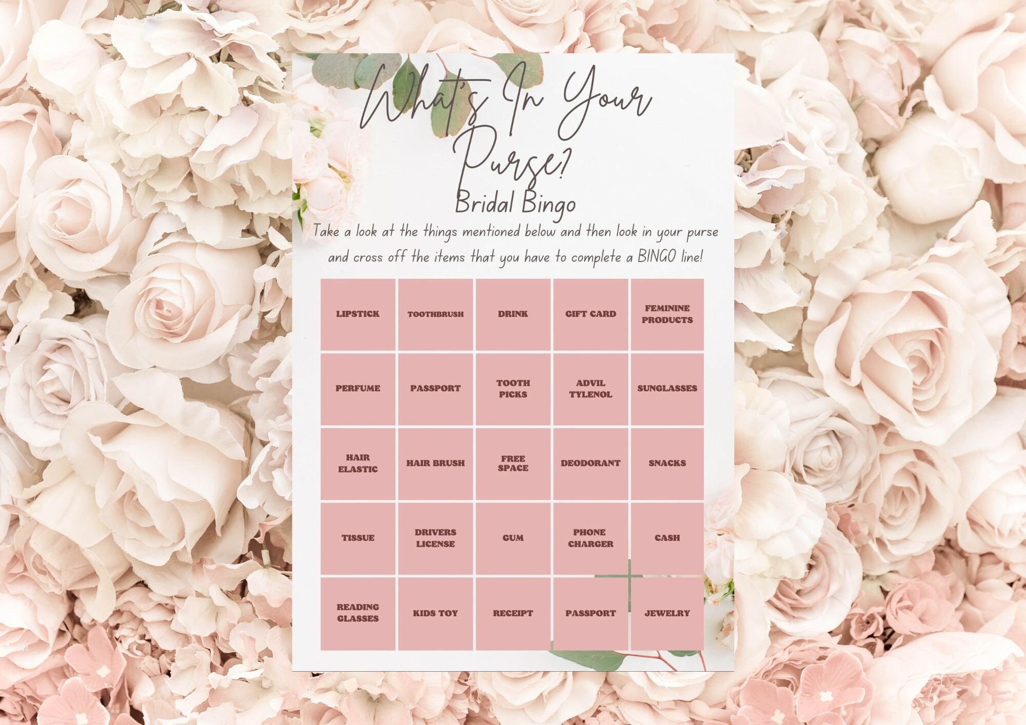 Bridal Shower Bingo Game Printable Download - Etsy