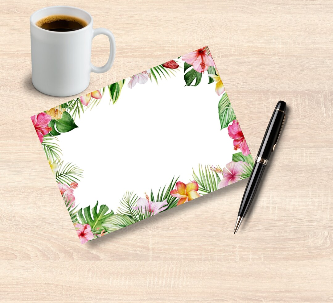 Tropical Flower Border Notecards Instant Digital Download - Etsy
