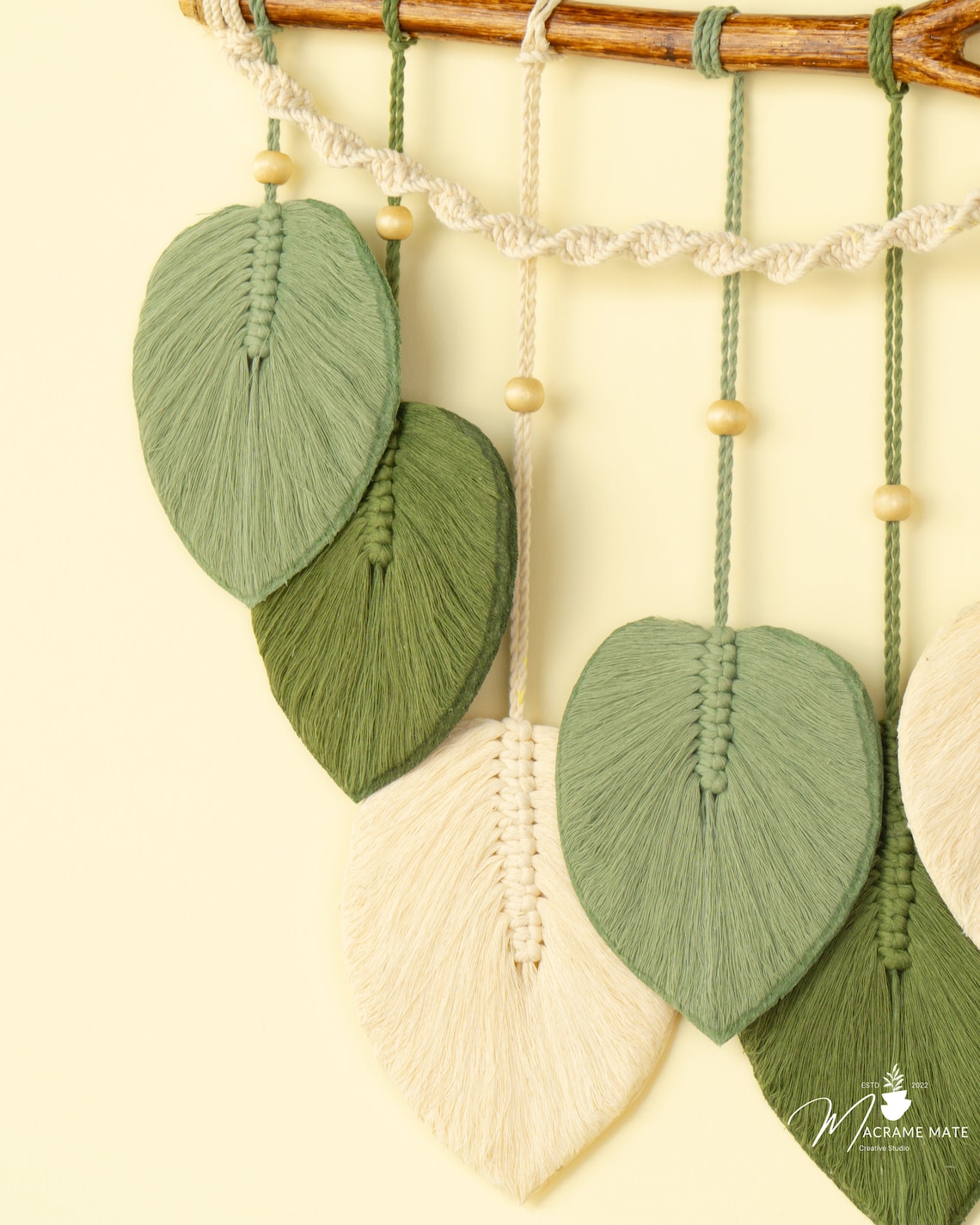 Macrame Hanging Leaves, Handmade Fluffy Macrame Leaves, Boho Chic Wall Decor, Nursery Wall Decor ...