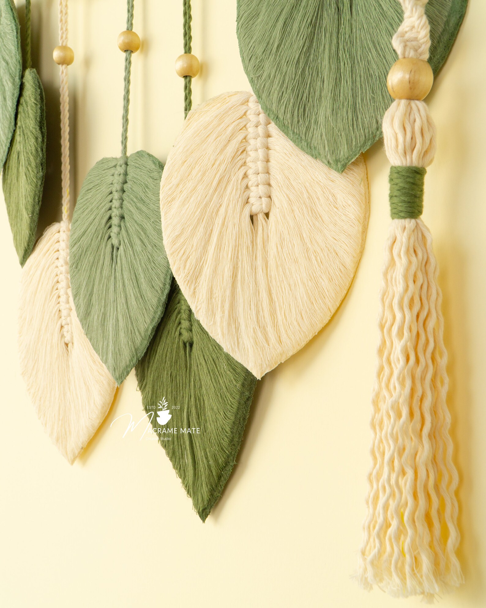 Macrame Hanging Leaves, Handmade Fluffy Macrame Leaves, Boho Chic Wall ...