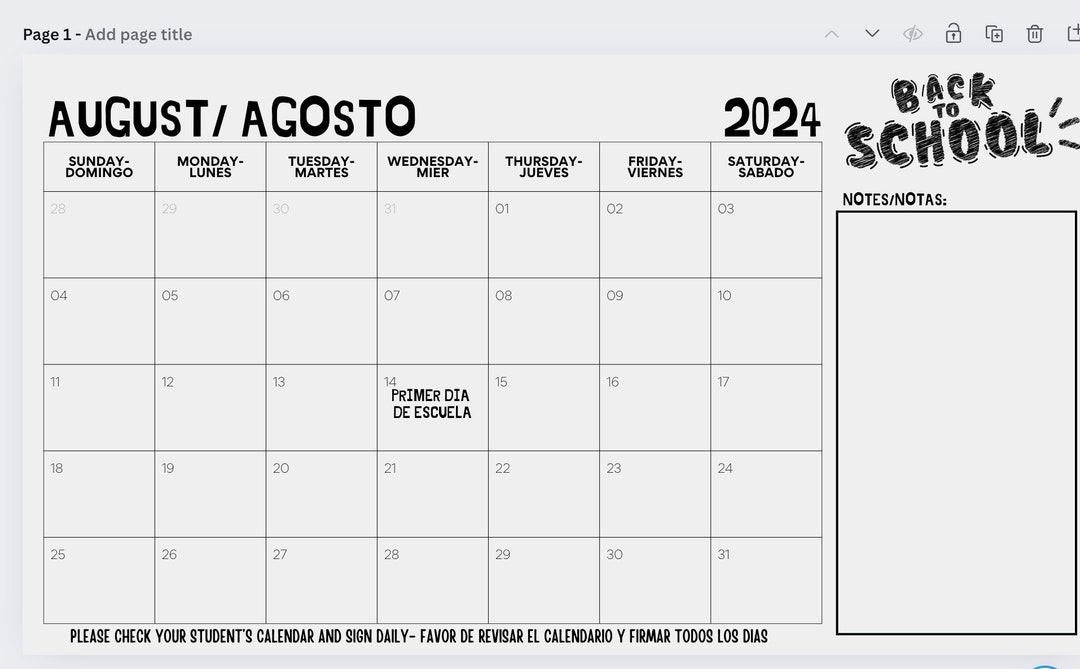EDITABLE Bilingual English/spanish Communication Calendar - Etsy