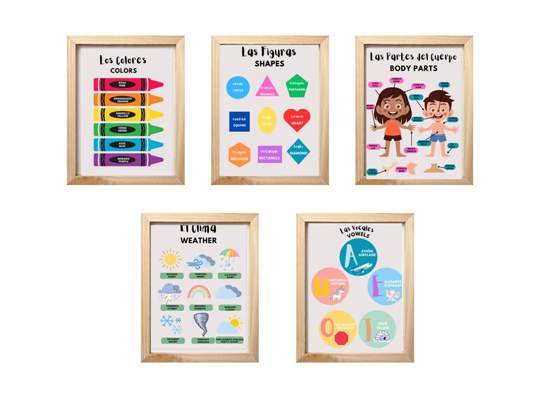 Set of 5 Bilingual Educational Posters - Etsy