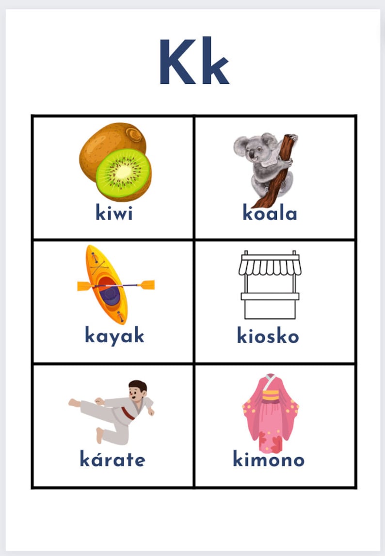 Abecedario de Letras de la A-Z Alphabet words - Etsy México