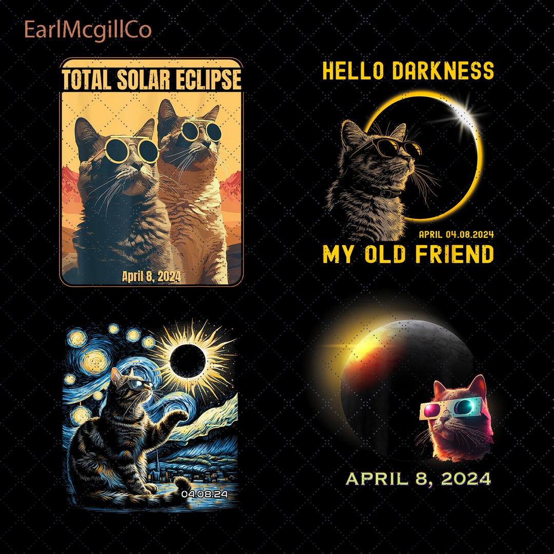 Bundle Total Solar Eclipse 8-4-2024, Funny Cat Solar Eclipse Png, Cat ...