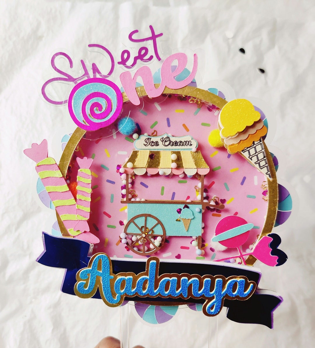Candy Theme Shaker Cake Topper - Etsy