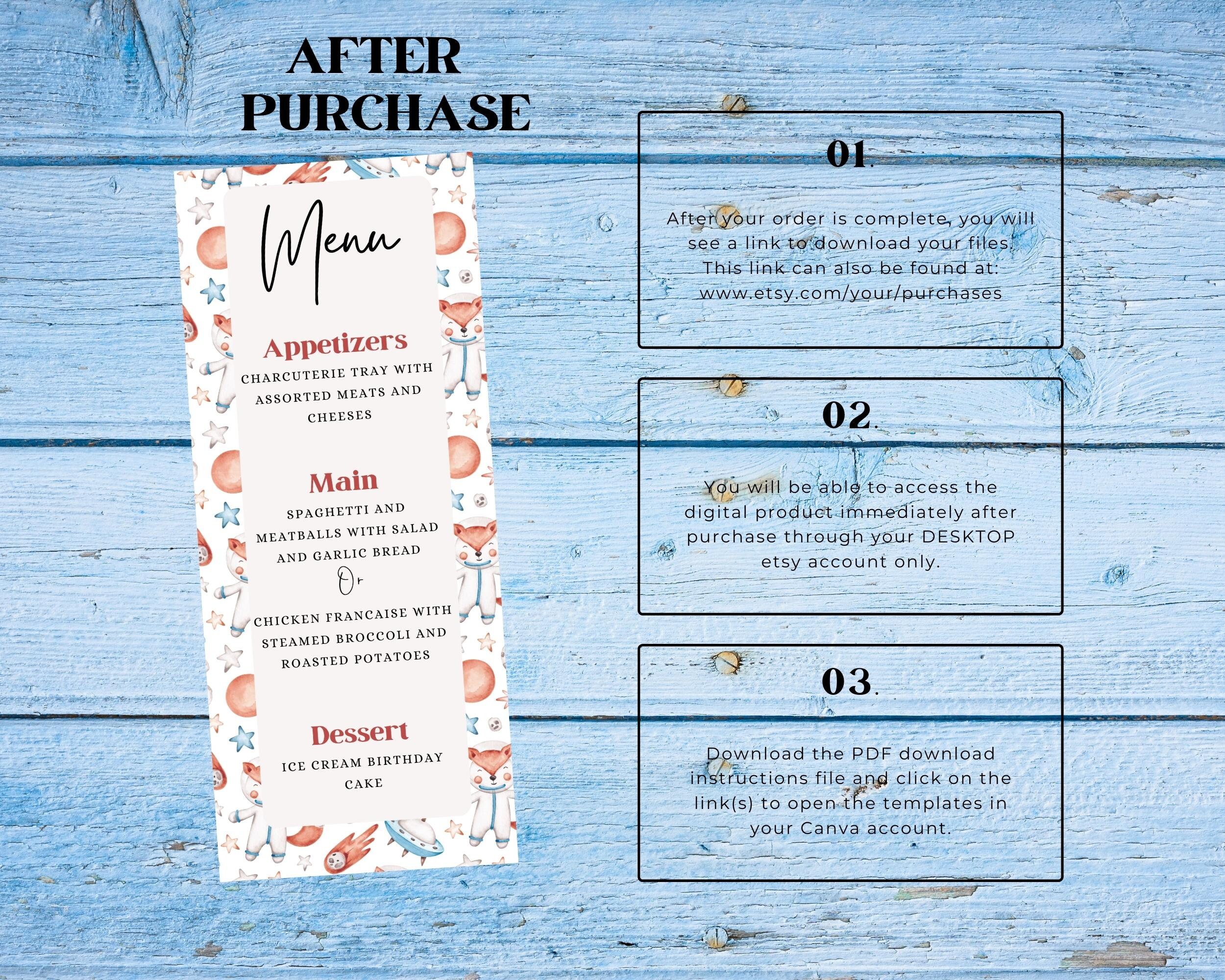 Editable Space Themed Menu, First Trip Around the Sun, 1st Birthday ...