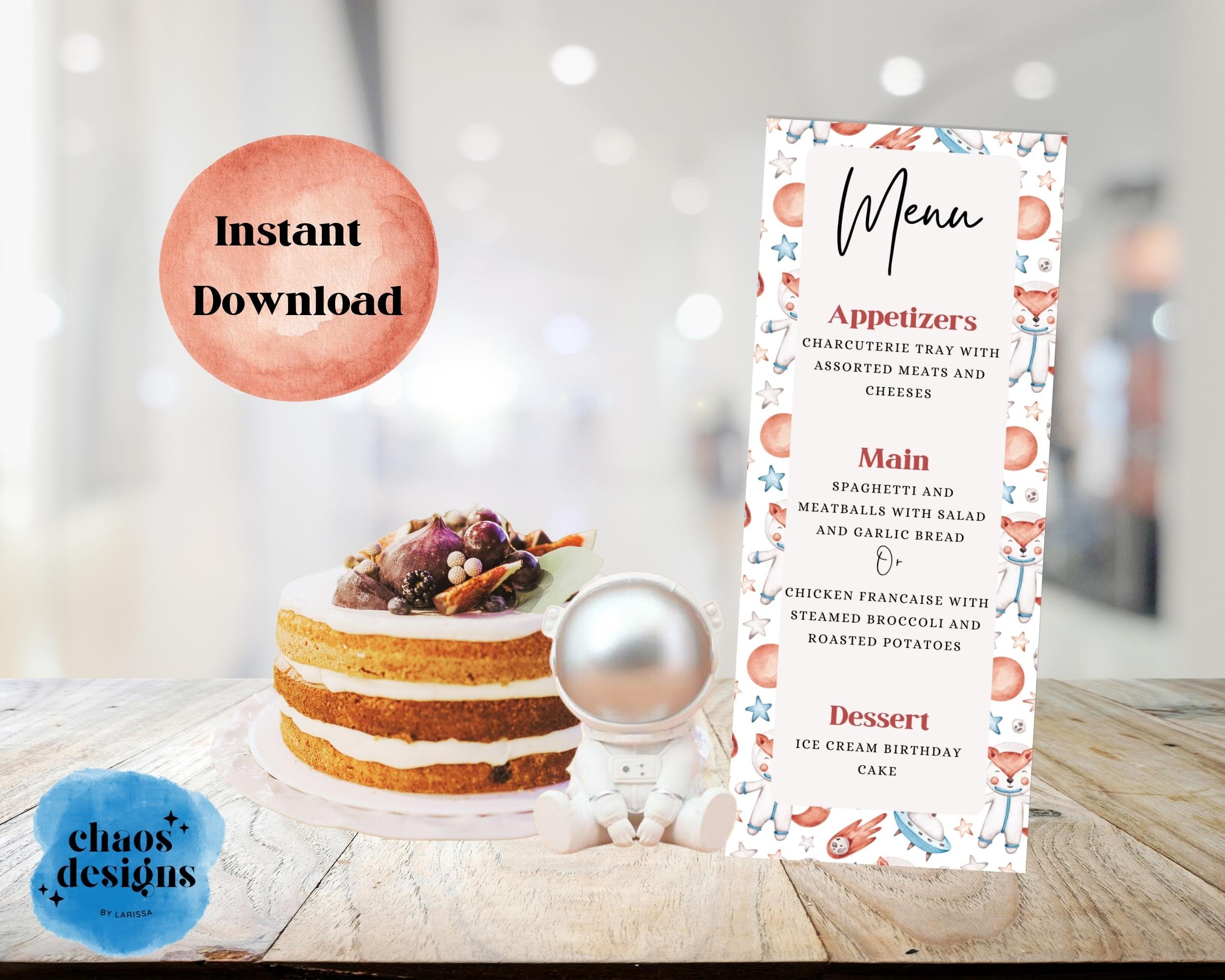 Editable Space Themed Menu, First Trip Around the Sun, 1st Birthday ...