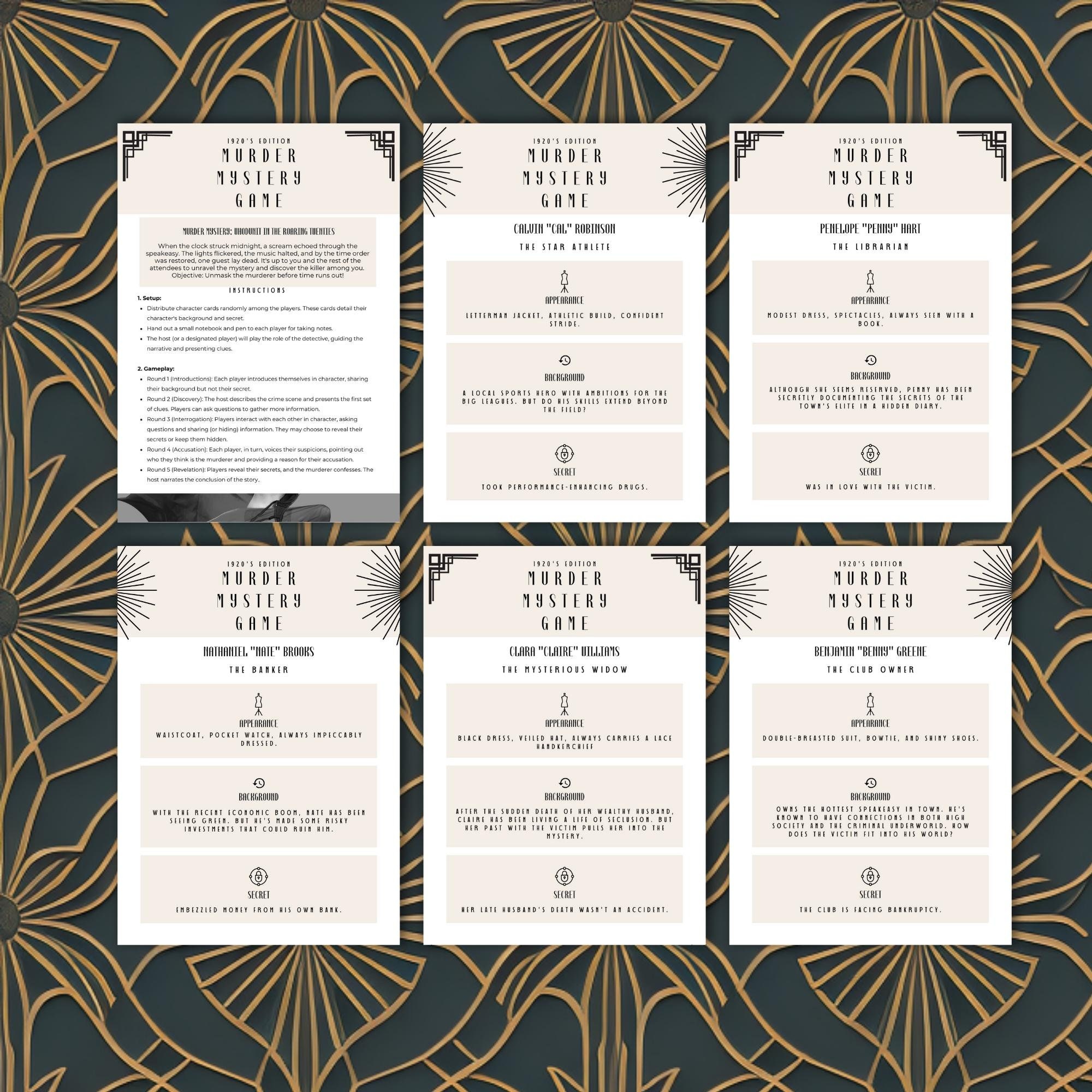 Printable Murder Mystery Game, 1920s Party Game, Crime Game Night ...