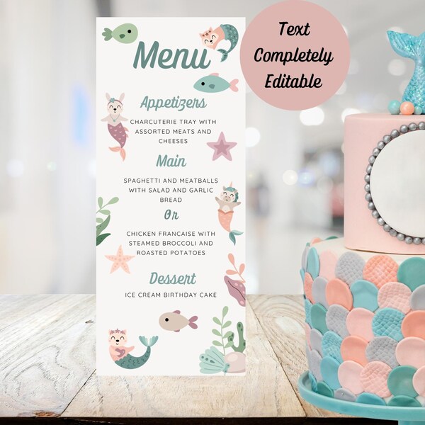 Mermaid Food Menu - Etsy