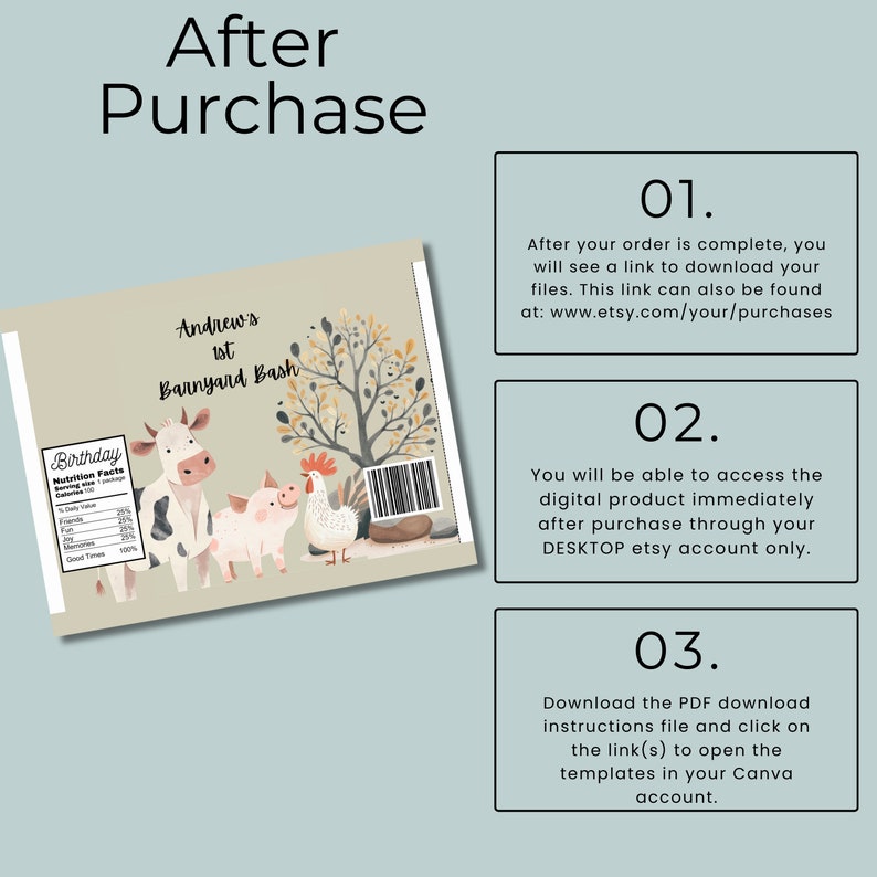 Barnyard Bash Chip Bag Label, Farm Animal Birthday Party Favor ...