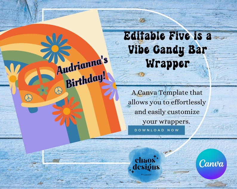 Editable Hippie Rainbow Candy Bar Wrapper 70s Retro Chocolate - Etsy