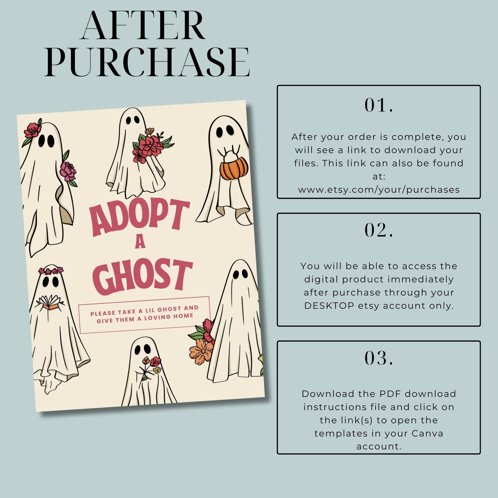 Retro Adopt A Ghost Sign and Certificate Halloween Birthday Adoption ...