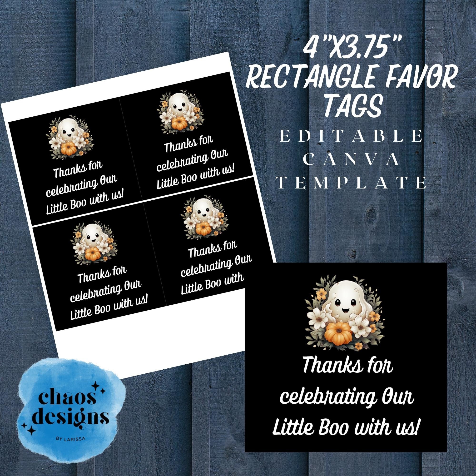 Editable Halloween Favor Tags, Round Party Gift Tag, Rectangle Our ...