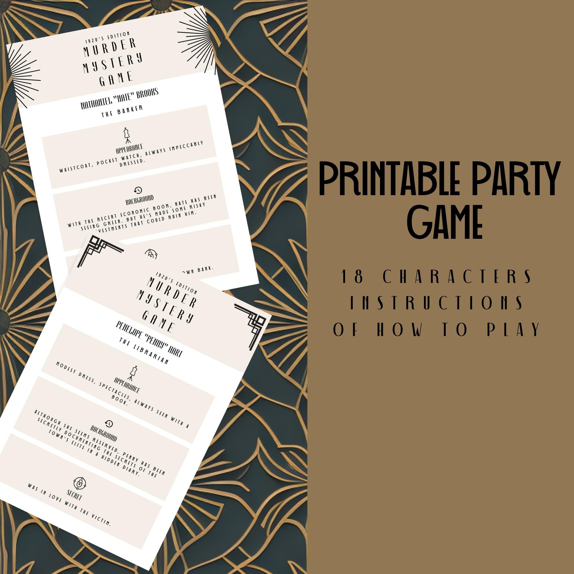 Printable Murder Mystery Game, 1920s Party Game, Crime Game Night ...