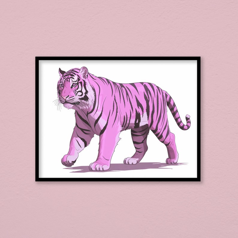 Pink Tigress Poster Printable Pink Tiger Wall Art Pink Decor Digital ...
