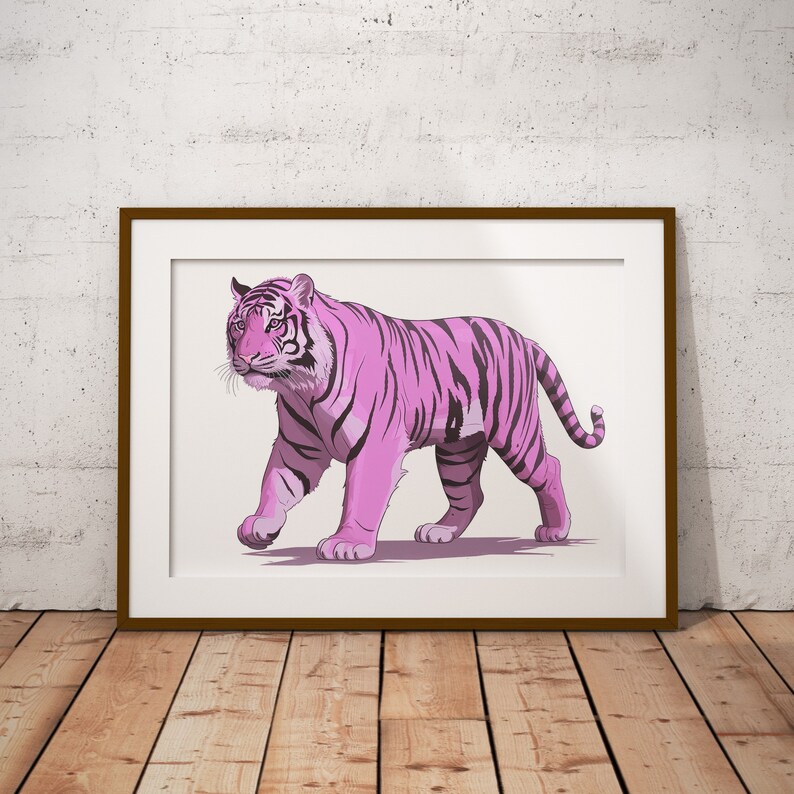 Pink Tigress Poster Printable Pink Tiger Wall Art Pink Decor Digital ...