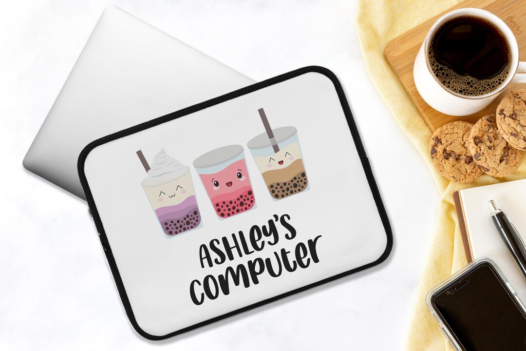 Cute Personalized Boba Laptop Cover | Boba Laptop Sleeve | Cute Laptop ...