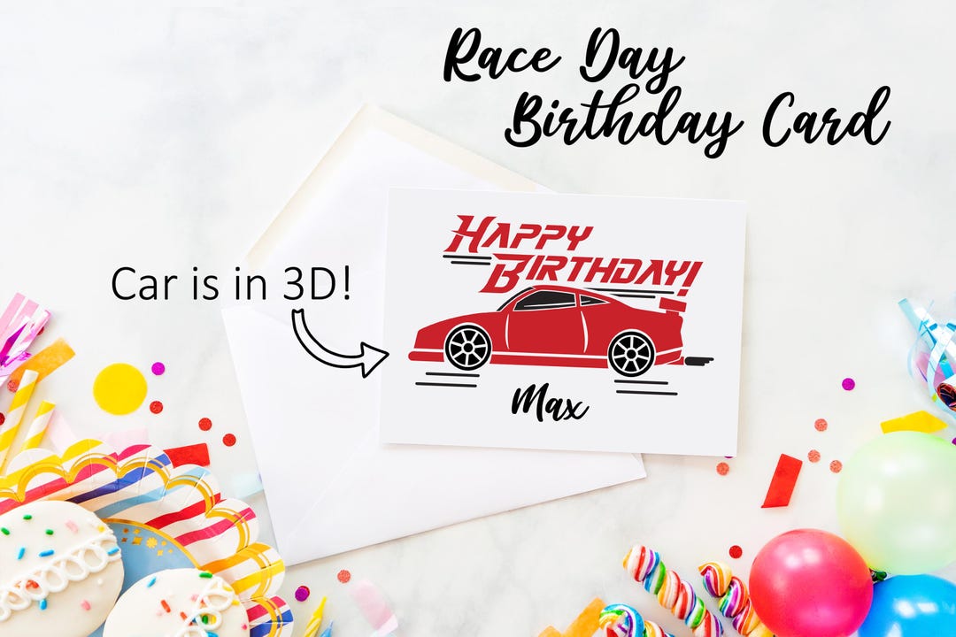 High-speed Greetings: 3D Race Car Birthday Card for Kids - Etsy