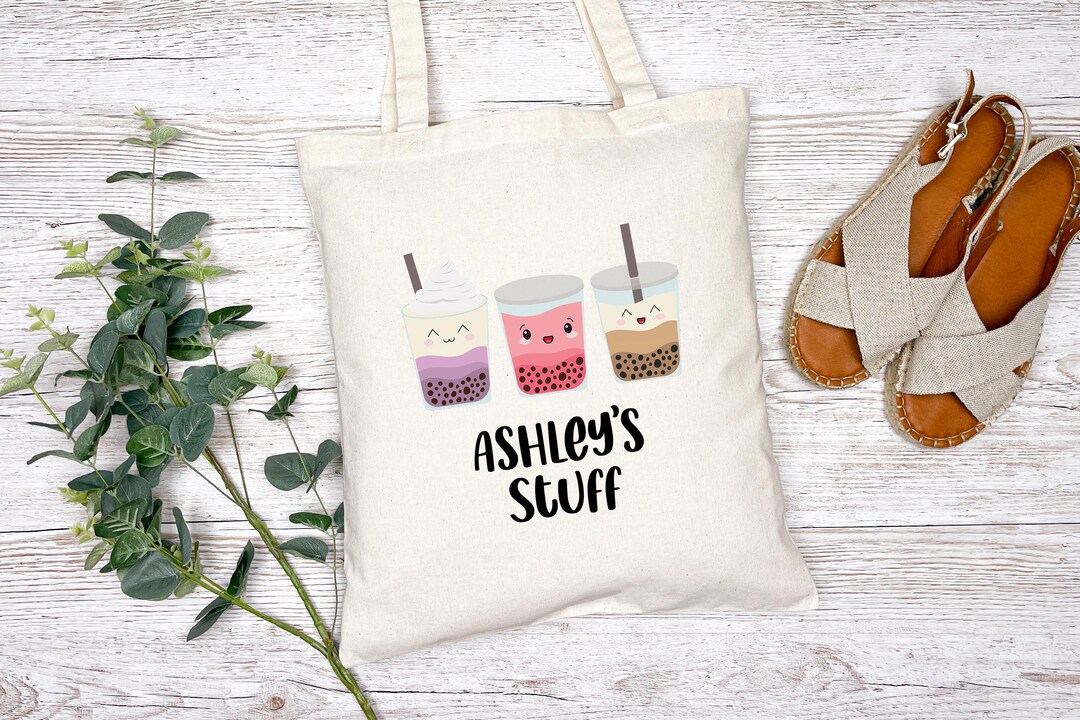 Personalized Boba Canvas Tote Bag | Boba Lover Gift | Boba | Cute Boba ...