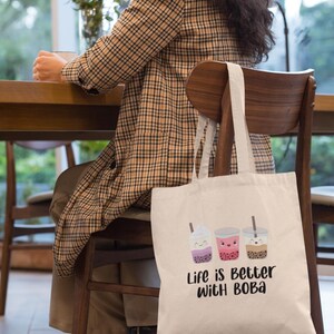 Boba Canvas Tote Bag Boba Lover Gift Boba Cute Boba Bag - Etsy