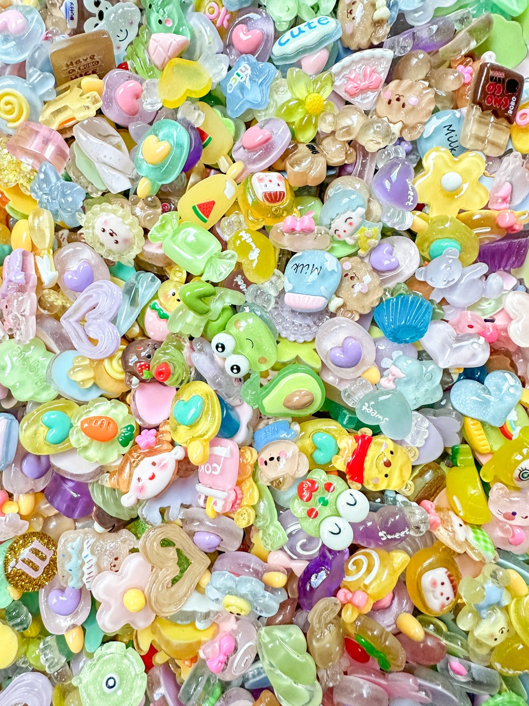 Kawaii Translucent Charm Mix 50 Pieces - Etsy