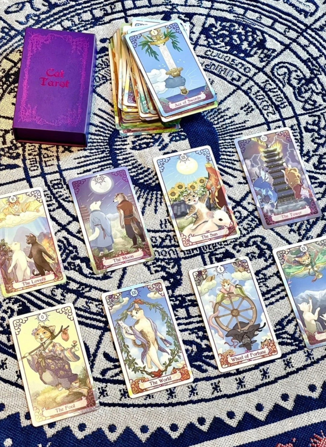 Cat Tarot Cards Purple Tarot Tarot Deck Purple Cat Tarot - Etsy