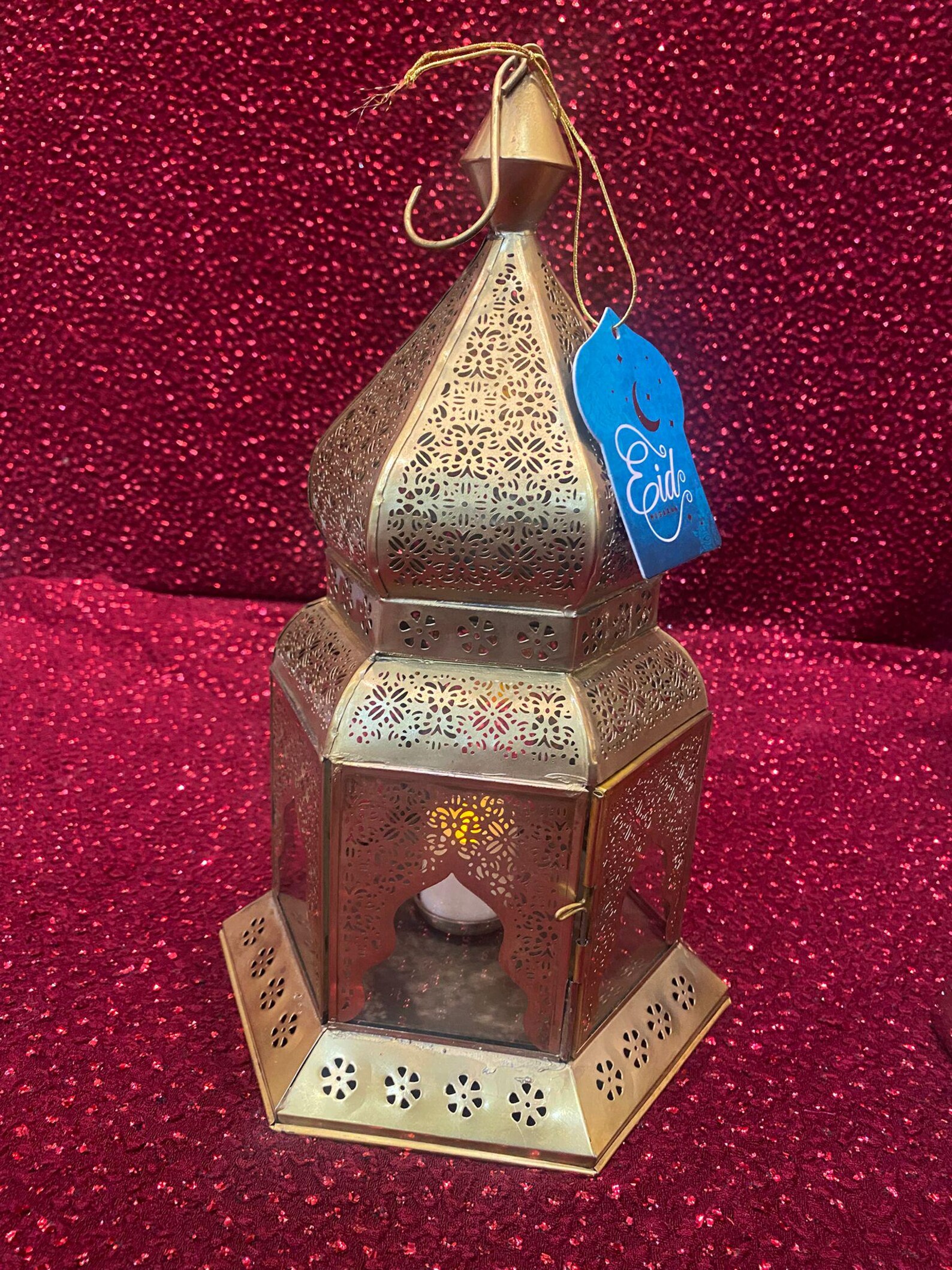 Large Ramadan Lantern Gold Metal Eid Decor Islamic Home Decoration ...