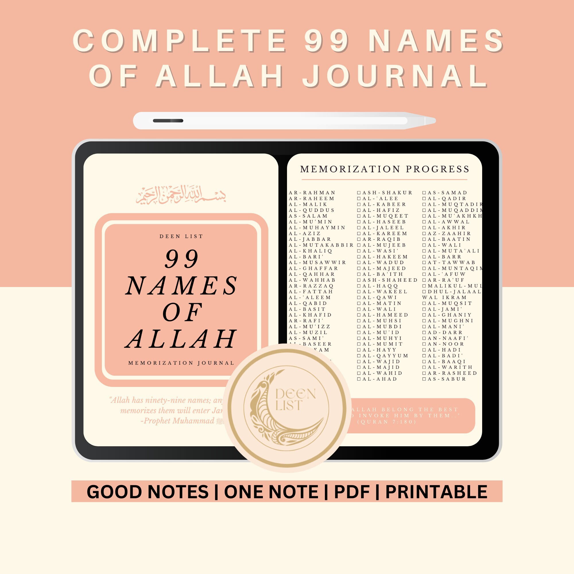 Islamic Journal | 99 Names of Allah Memorization | Muslim Girl Journal ...