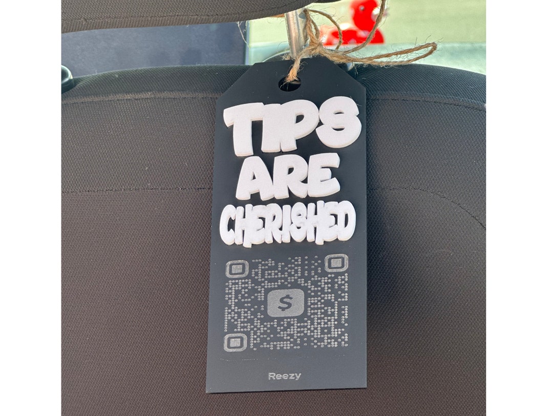 Tips QR Sign, Uber/ Lyft Driver, Rideshare, Bartender, Tips, Hanging ...