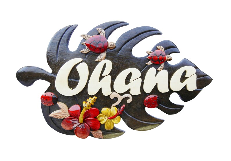 Ohana Leaf With Turtles and Flowers | Hanging Wall Decor - Etsy