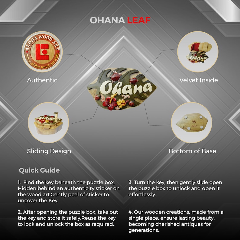 Ohana Leaf - Wooden Puzzle Box - Etsy