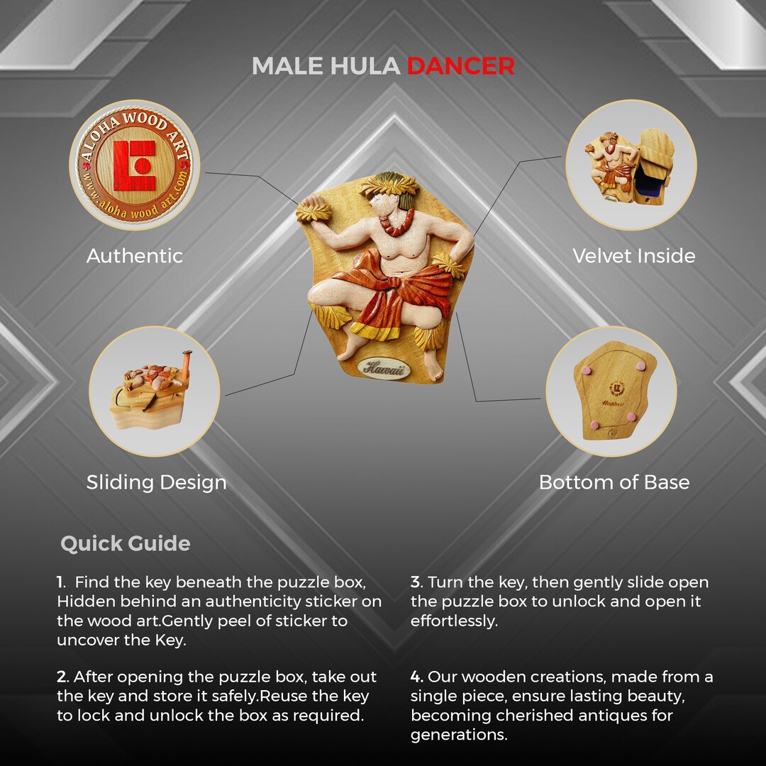 Male Hula Dancer - Wooden Security Puzzle Box - Etsy