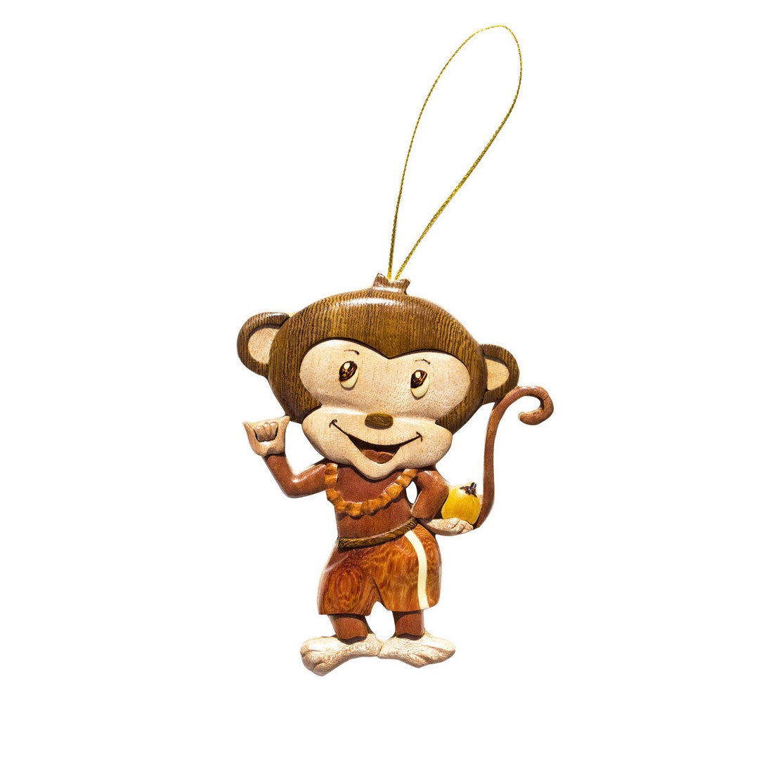 Male Monkey Giving Shaka - Wooden Hanging Ornament - Etsy