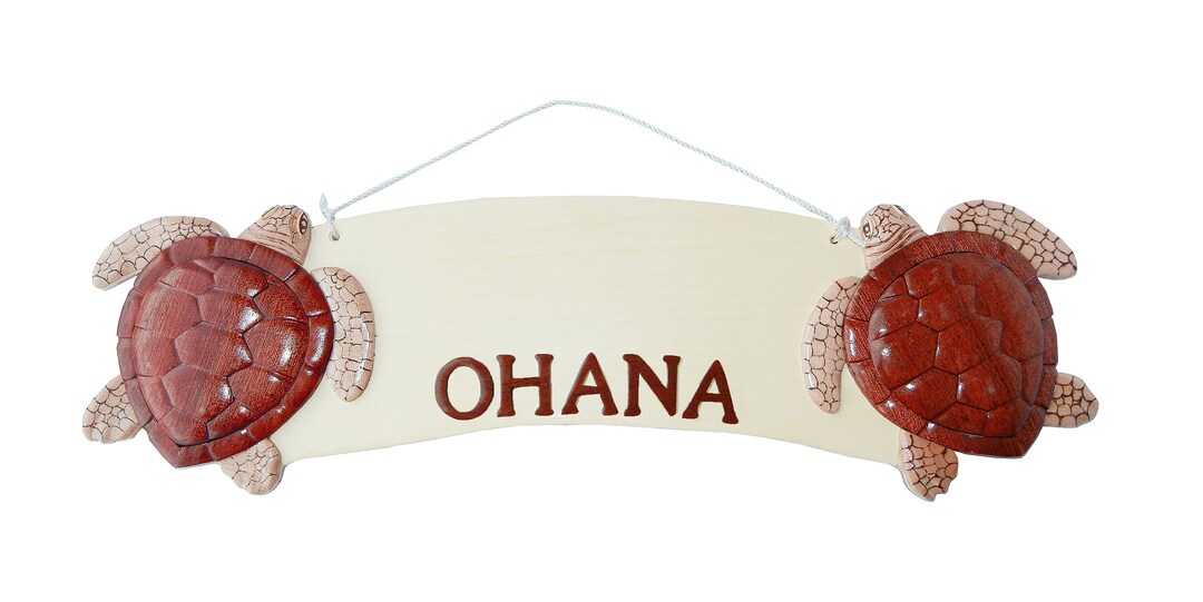 Honu Turtle Red Shell Sign - Ohana Turtle Wooden Sign - Etsy