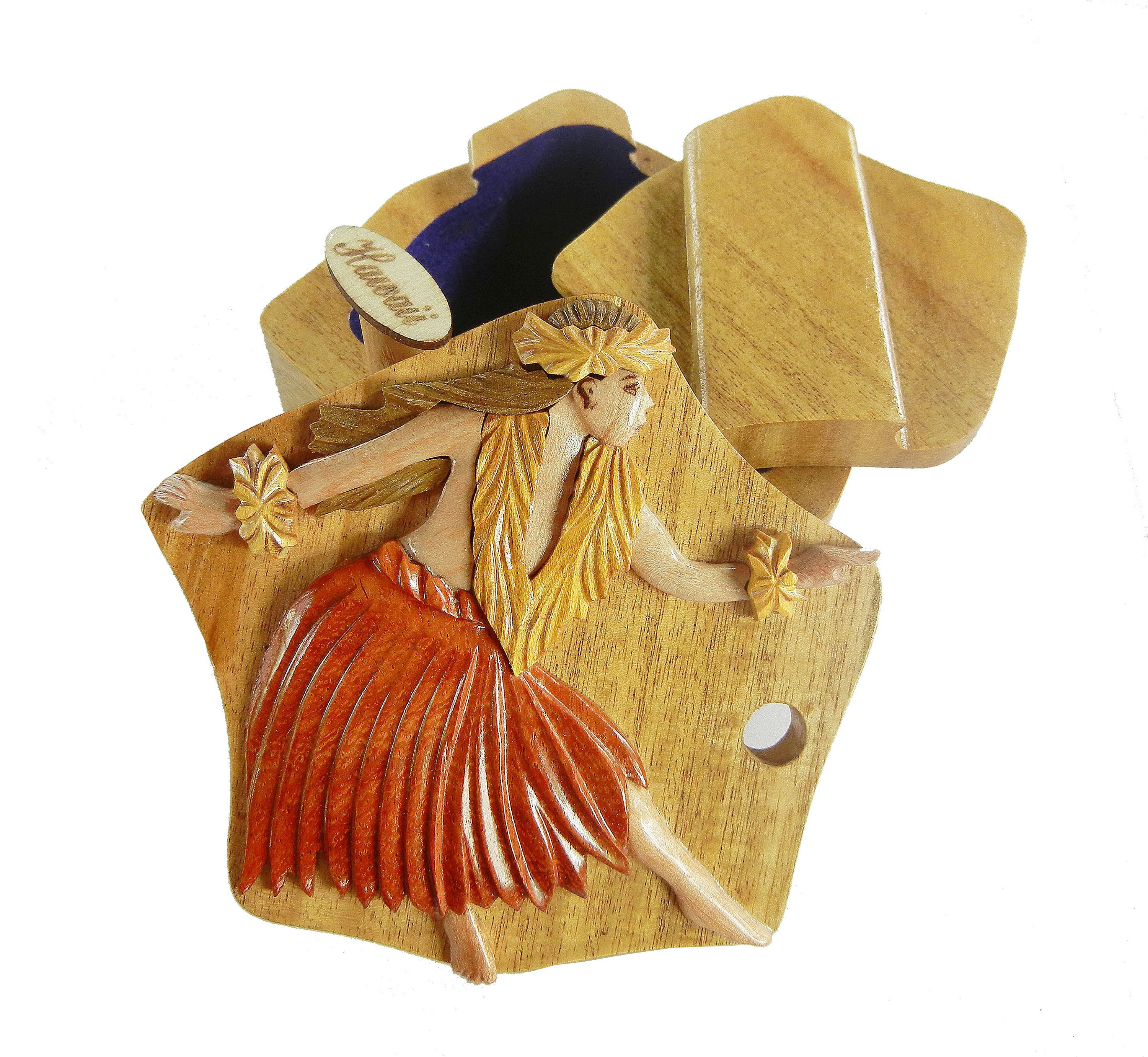 Hawaiian Female Dancer - Wooden Puzzle Box - Etsy