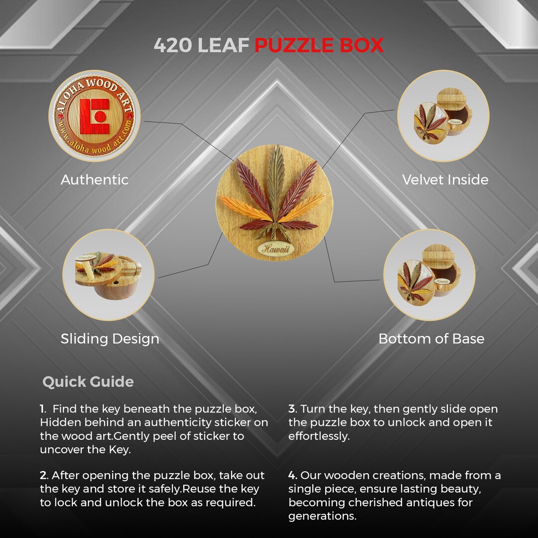 420 Leaf Puzzle Box - Wooden Puzzle Box - Etsy